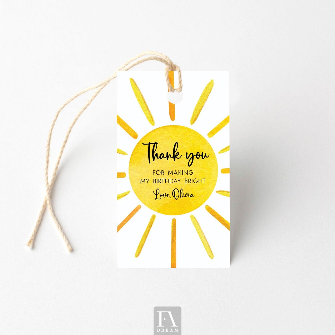 Editable Sun Favor Tag Template, Sunshine Gift Label, Sun Girl First ...