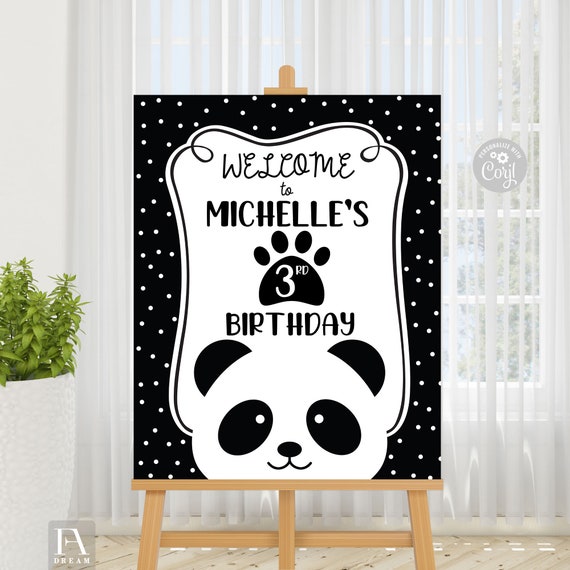 Panda Welcome Sign Birthday Welcome Sign Welcome Sign Panda - Etsy