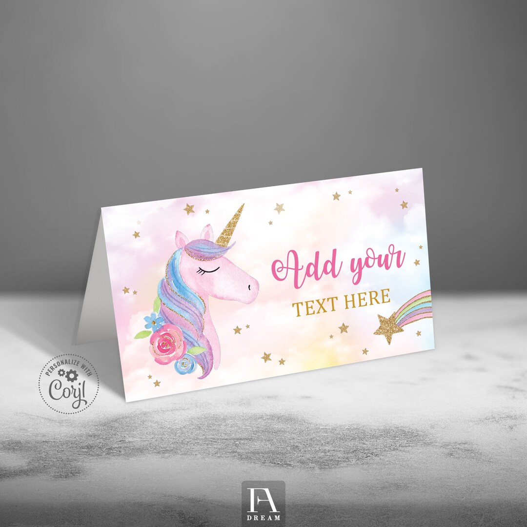 Unicorn Food Label Template, Editable Unicorn Birthday Party Table ...