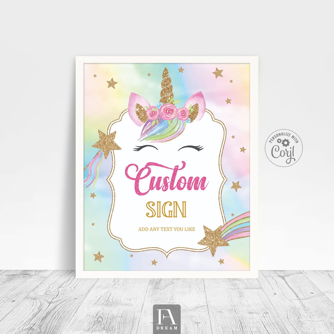Custom Unicorn Birthday Sign Unicorn Party Decorations Magical Party ...