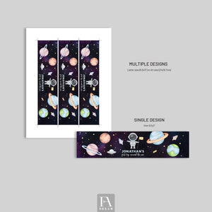 Editable Outer Space Water Bottle Label Template, Galaxy Astronaut ...