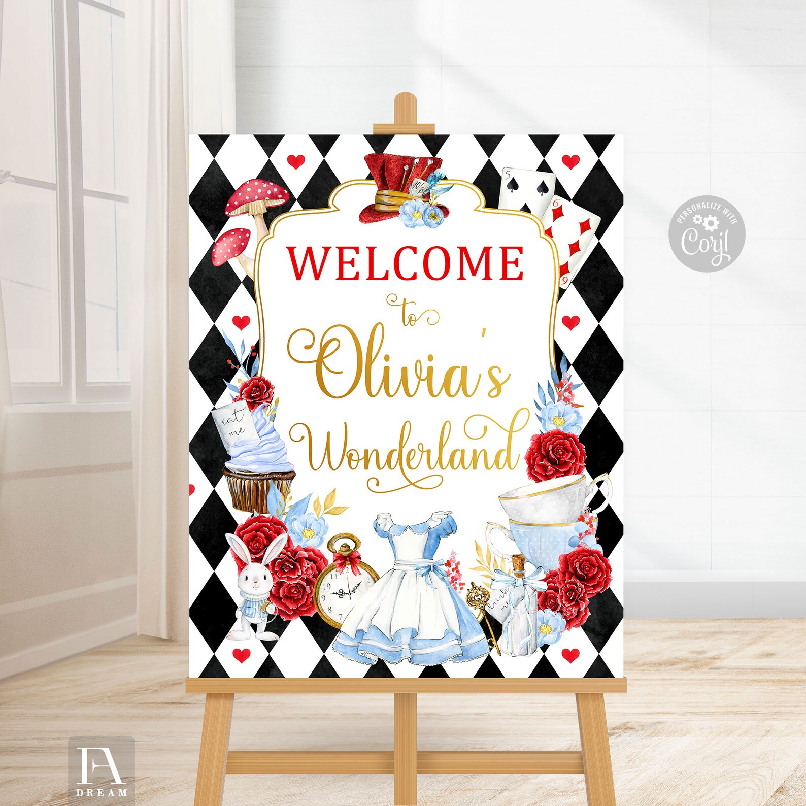 Alice in Wonderland Birthday Welcome Sign, Alice Welcome Sign Template ...