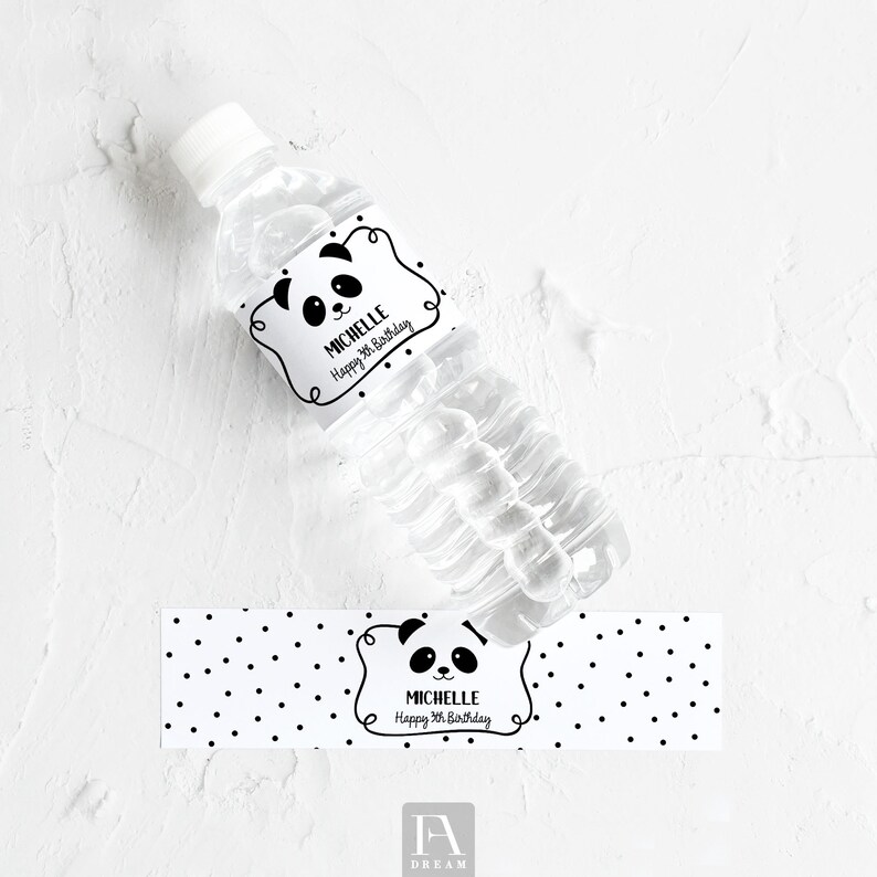 Editable Panda Water Bottle Label Template Wild One Birthday - Etsy