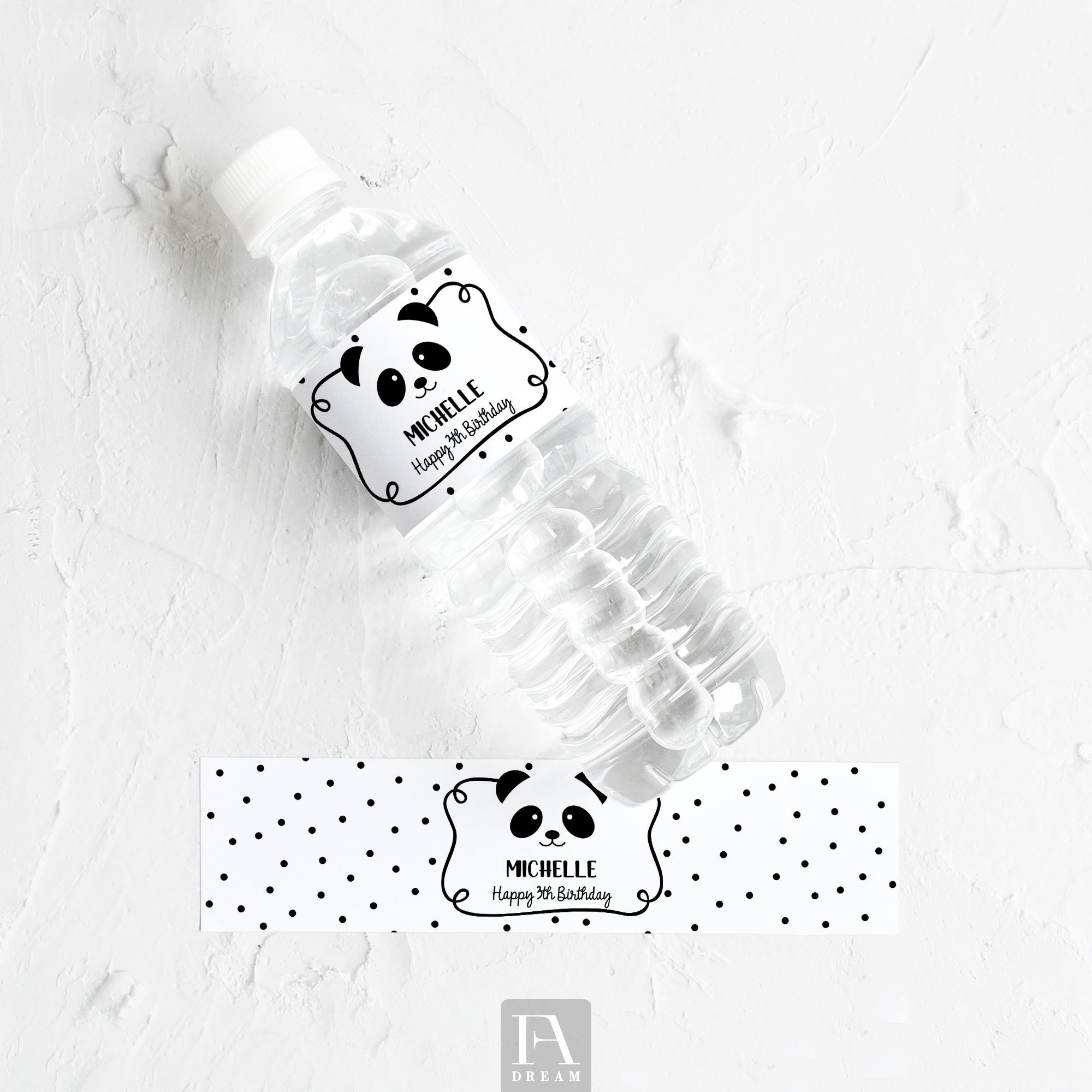 Editable Panda Water Bottle Label Template Wild One Birthday - Etsy