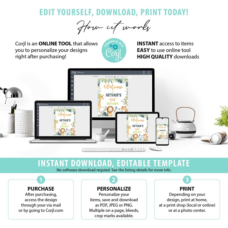 Safari Welcome Sign, Safari Birthday Welcome Printable, Safari Animals ...