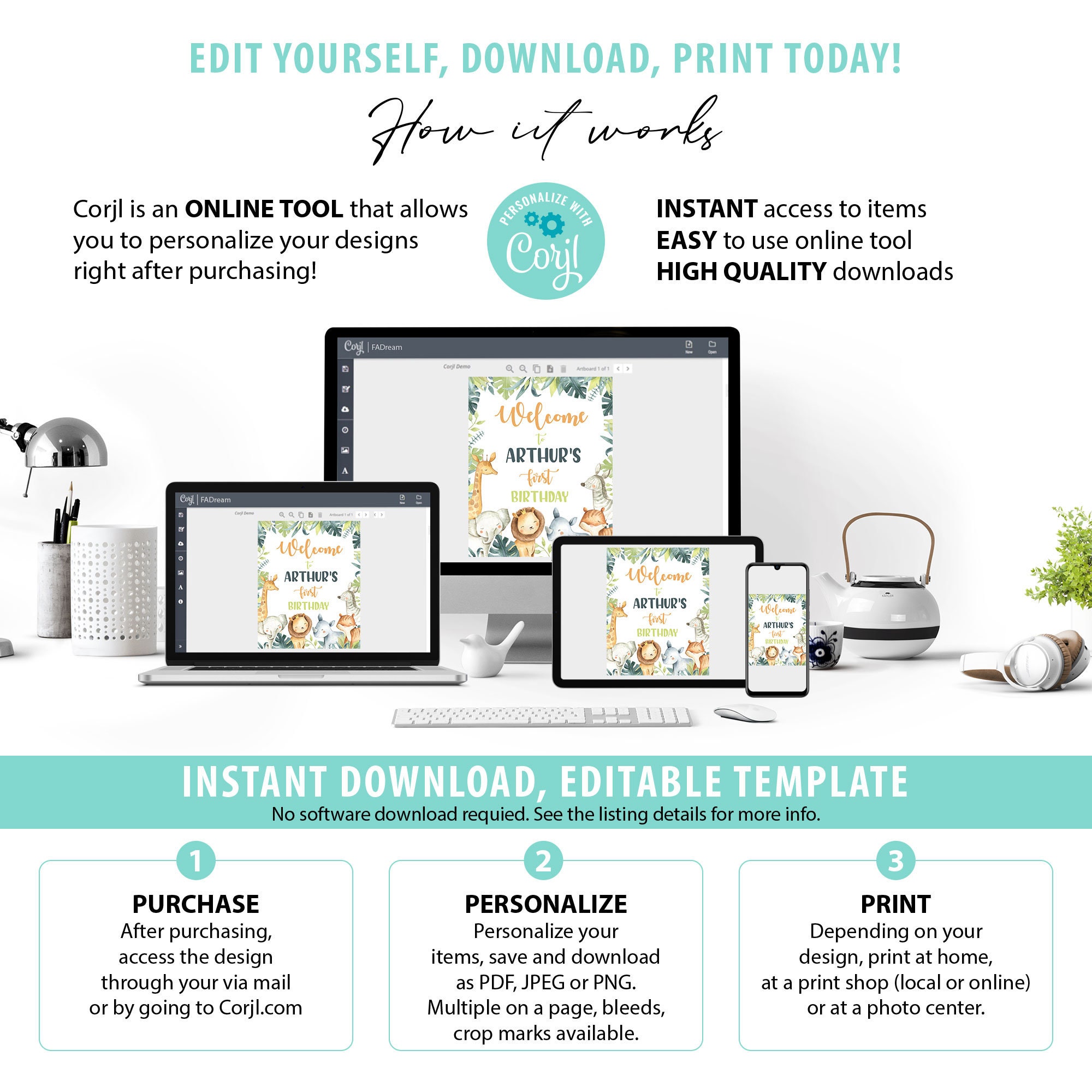 Safari Welcome Sign, Safari Birthday Welcome Printable, Safari Animals ...