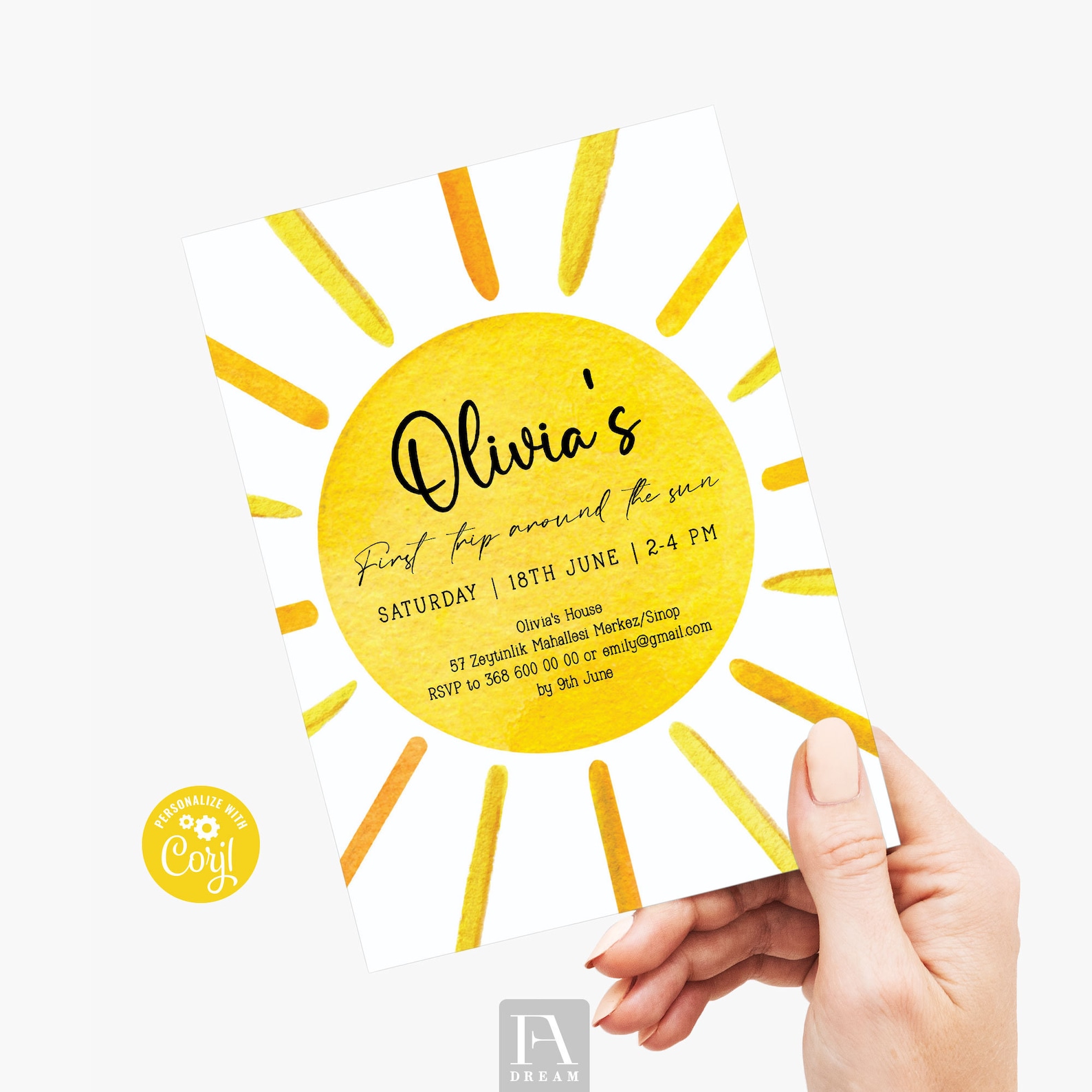 Editable Sun Birthday Invitation Sunshine Birthday Party - Etsy