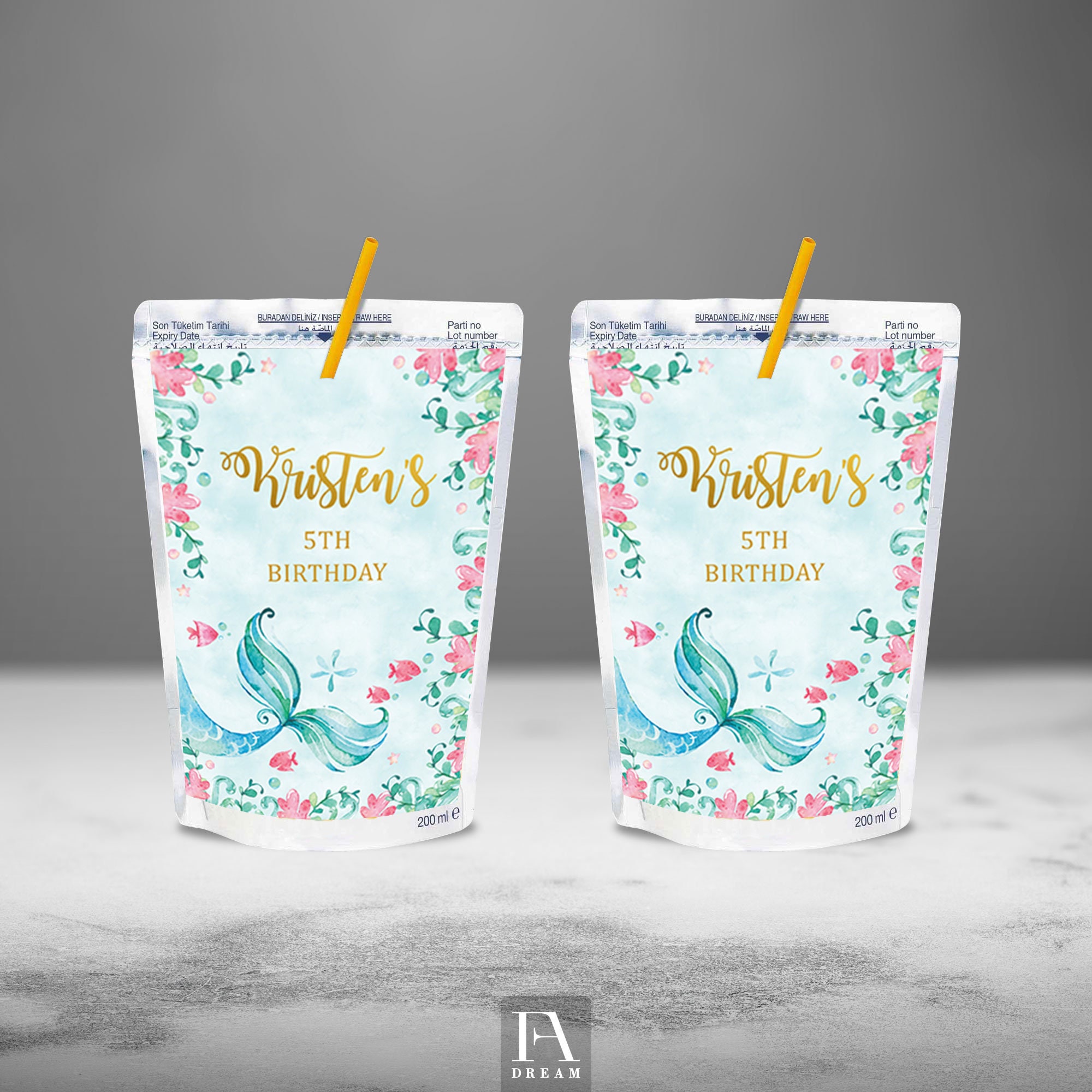 Editable Mermaid Capri Sun Labels, Under the Sea Summer Birthday Party ...