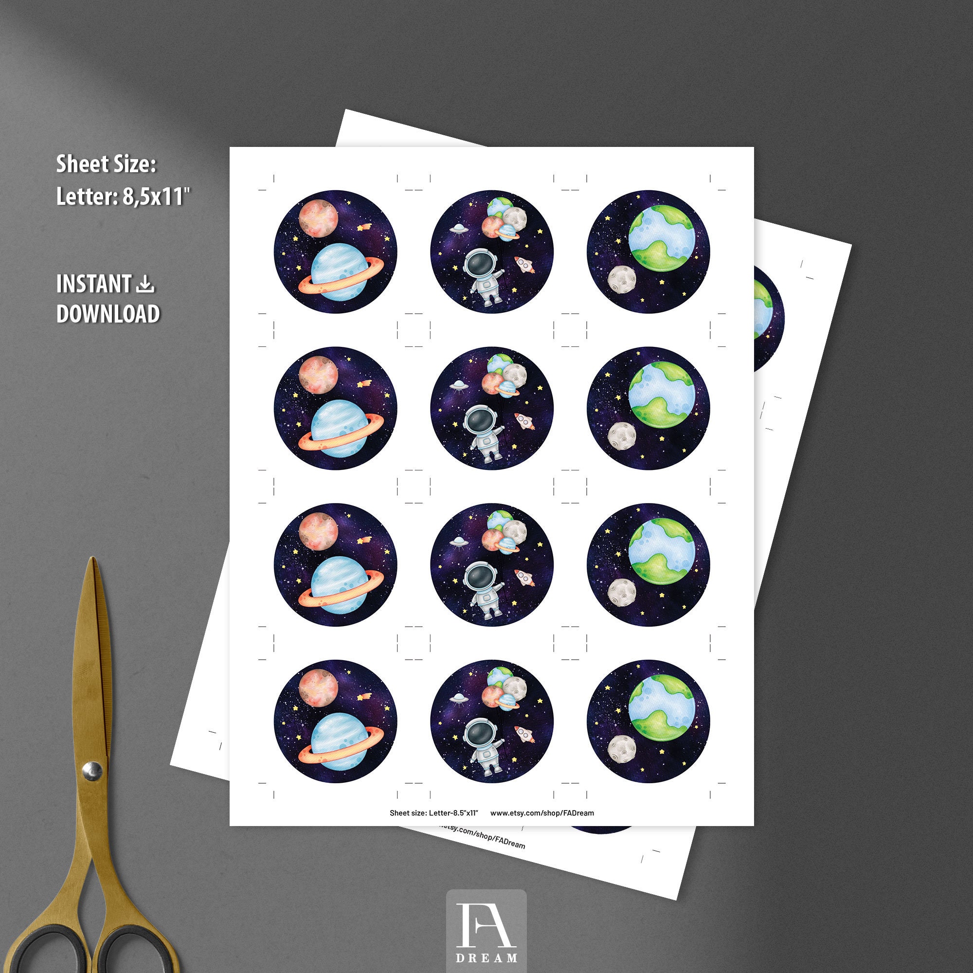 Outer Space Birthday Cupcake Toppers First Trip Around the Sun Favor ...