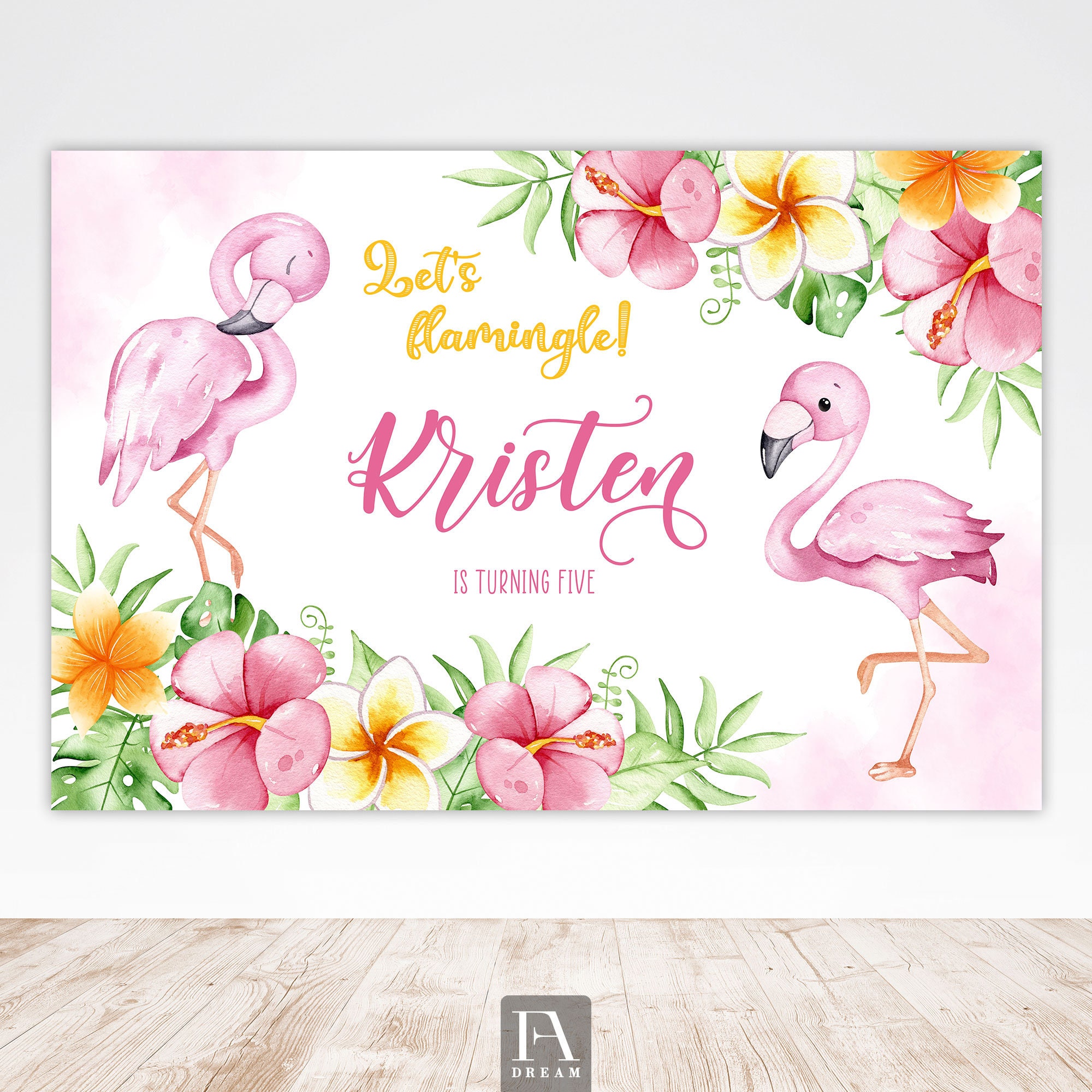 Flamingo Backdrop Banner, Summer Birthday Party Aloha 1 St Birthday ...