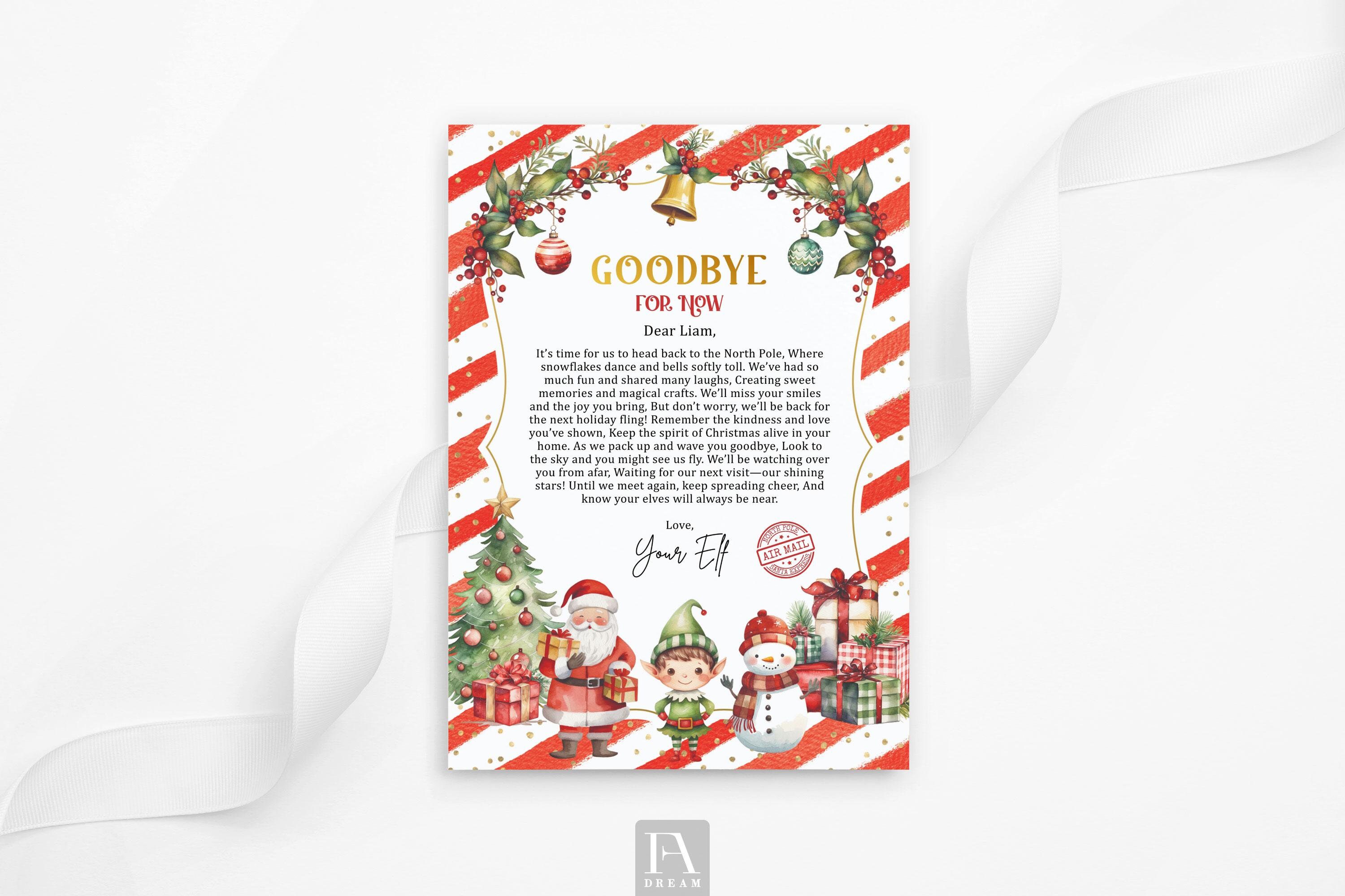 Editable Boy Elf Goodbye Letter | Departure Note From Your Elf ...