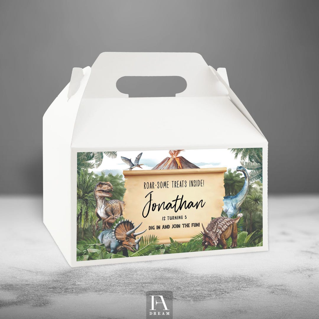 Dinosaur Birthday Gable Box, Perfect for Dino-themed Parties, Fun Favor ...