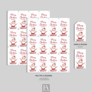 Editable Merry Christmas Tag Template, Holiday Stickers Favor Tags ...
