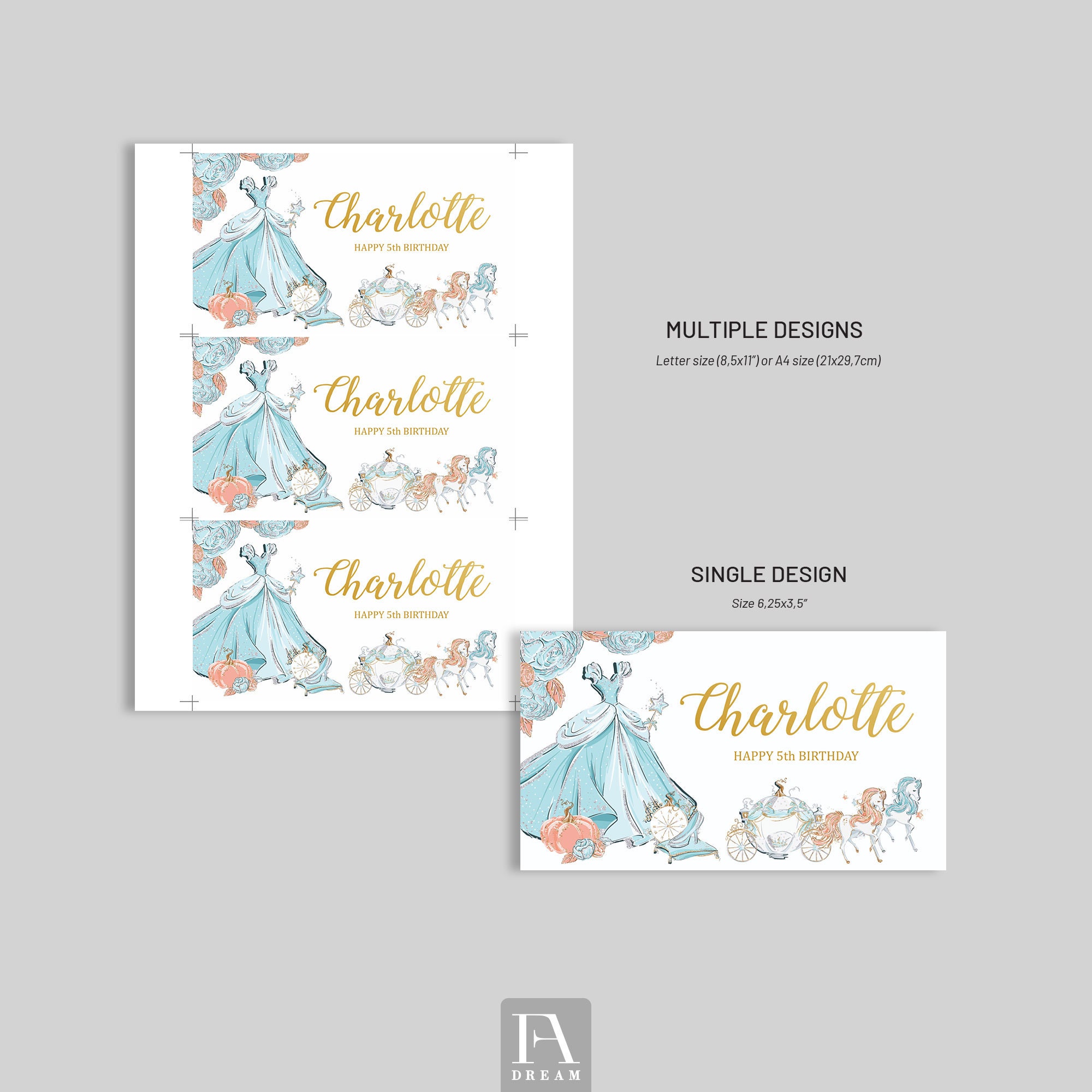 Fairy Tale Gable Box Label Template Princess Cinderella - Etsy