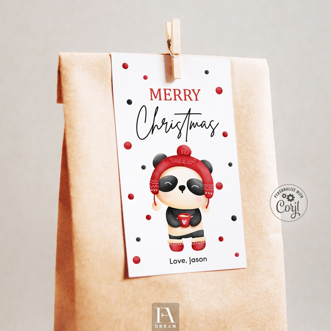 Editable Merry Christmas Tag Template, Holiday Stickers Favor Tags ...