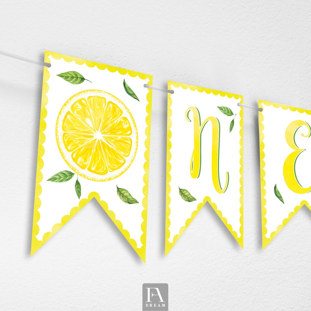 Lemon ONE Banner, Lemon Highchair Banner, ONE Banner, Lemon Printables ...