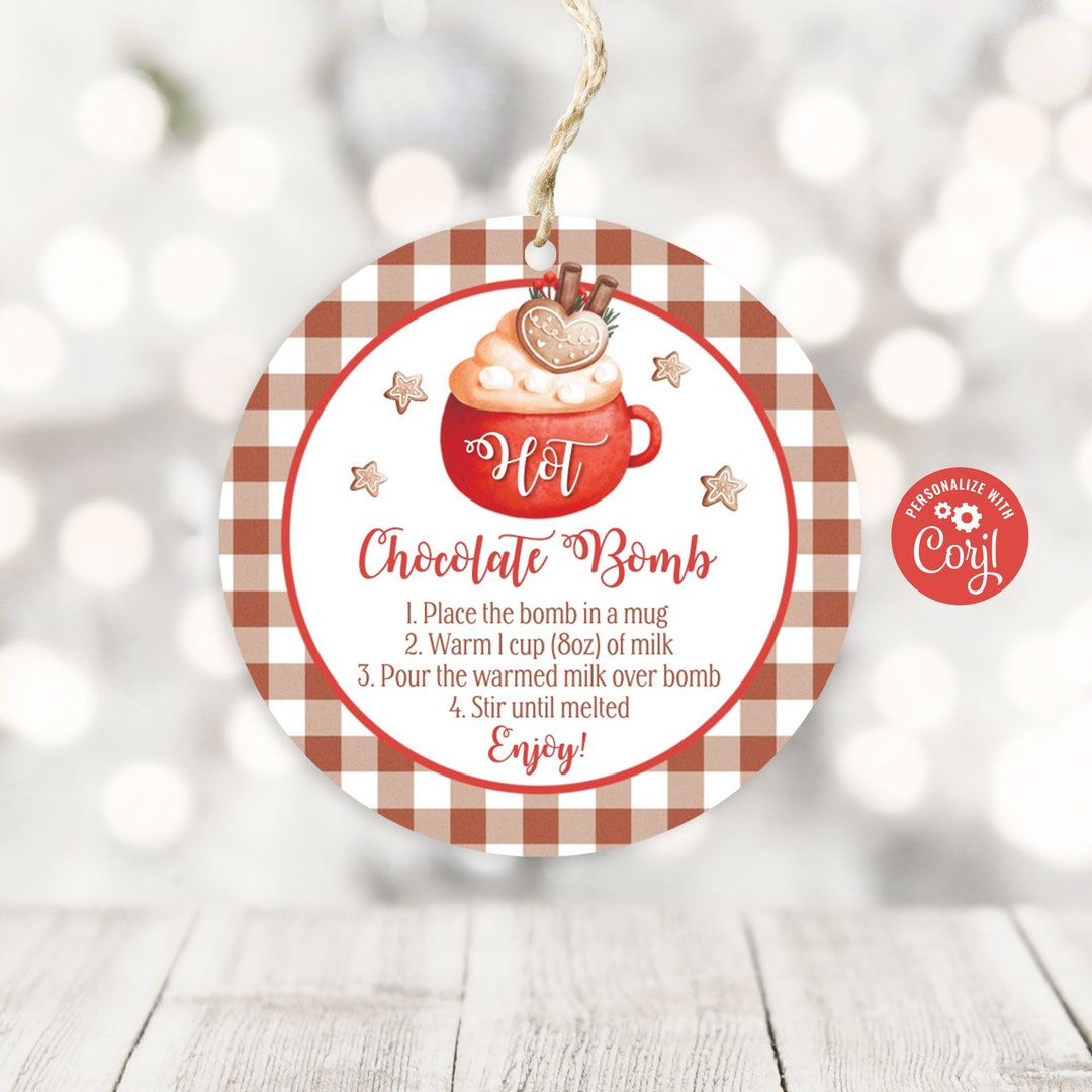 Editable Hot Chocolate Bomb Tags Bomb Instructions Holiday Stickers ...