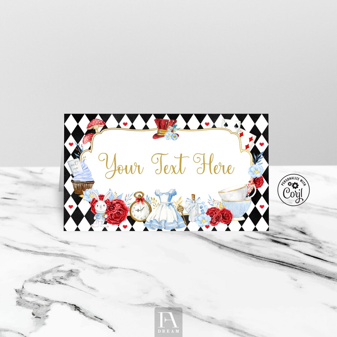 Editable Alice Food Label Template, Alice in Wonderland First 1st ...