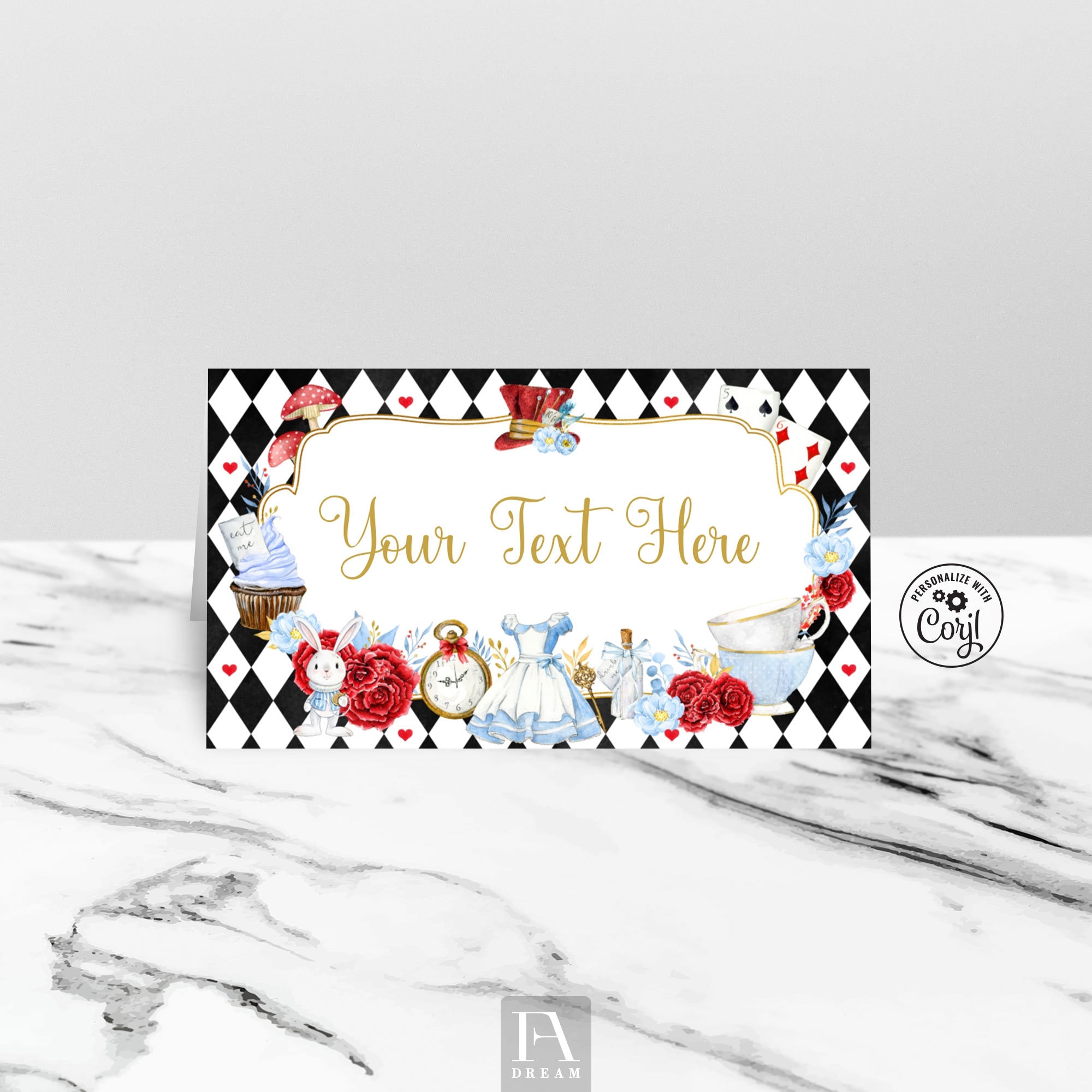 Editable Alice Food Label Template, Alice in Wonderland First 1st ...