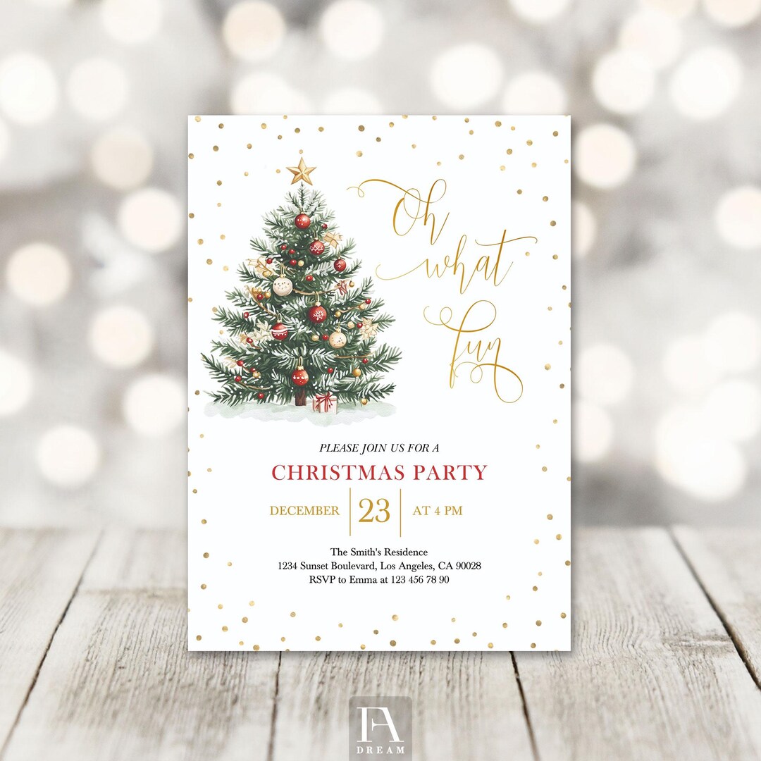 Editable Christmas Party Invitations Customizable Holiday Christmas ...