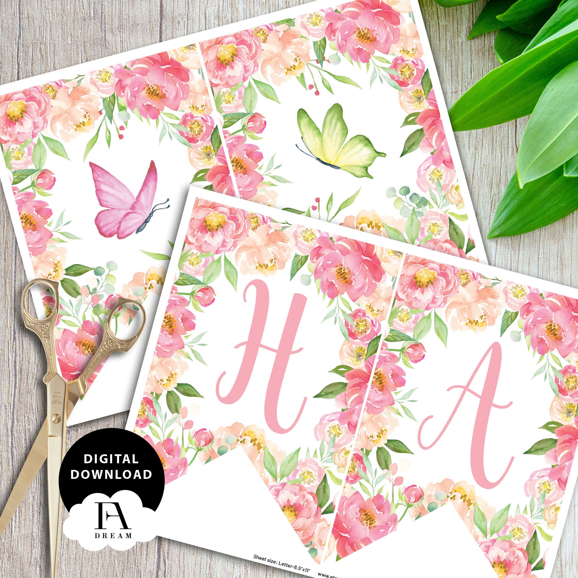 Flowers Happy Birthday Banner Spring Birthday Party Flags - Etsy