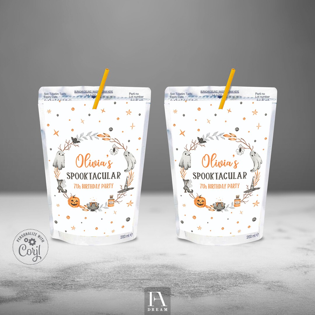 Editable Halloween Capri Sun Labels, Spooktacular Birthday Party Juice ...