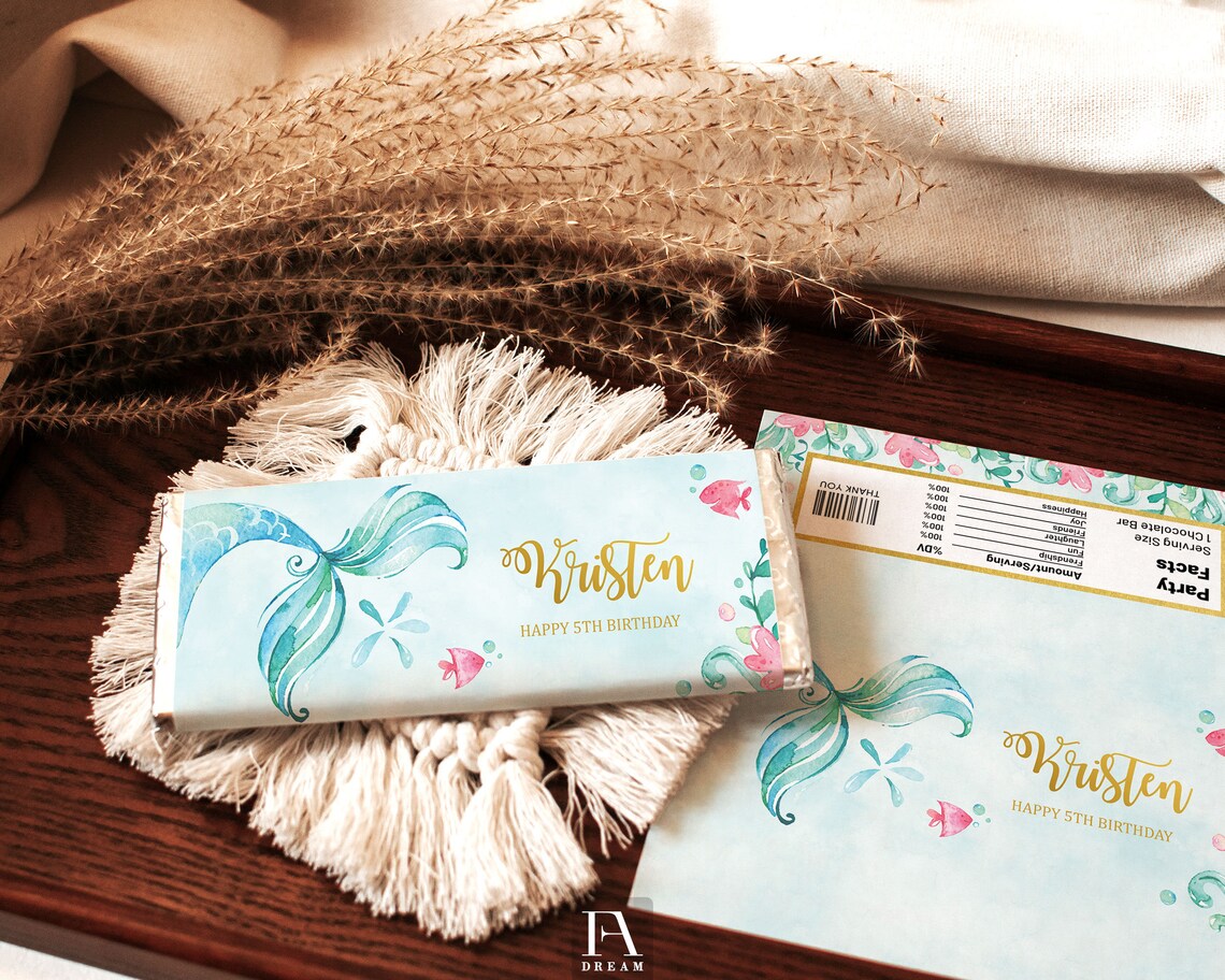 Editable Mermaid Candy Bar Wrapper Label Template, Under the Sea ...