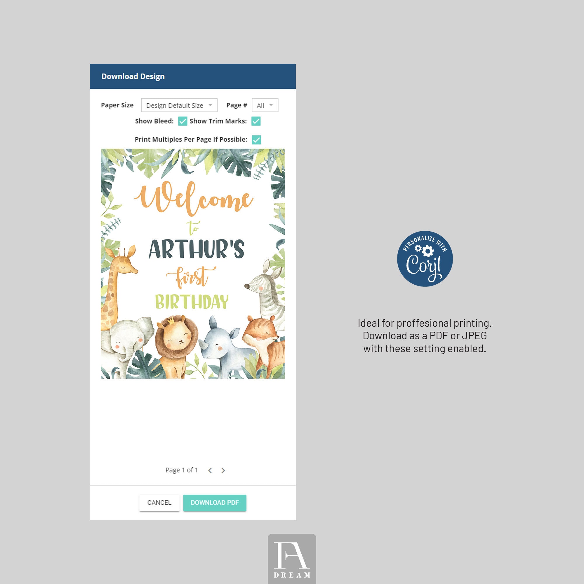 Safari Welcome Sign, Safari Birthday Welcome Printable, Safari Animals ...