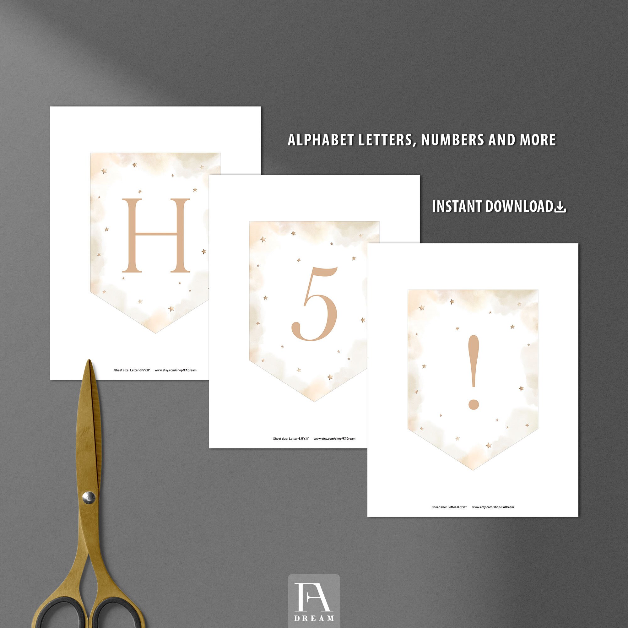 Bear Twin Baby Boy Shower Alphabet A-Z Numbers Symbols Banner, Natural ...