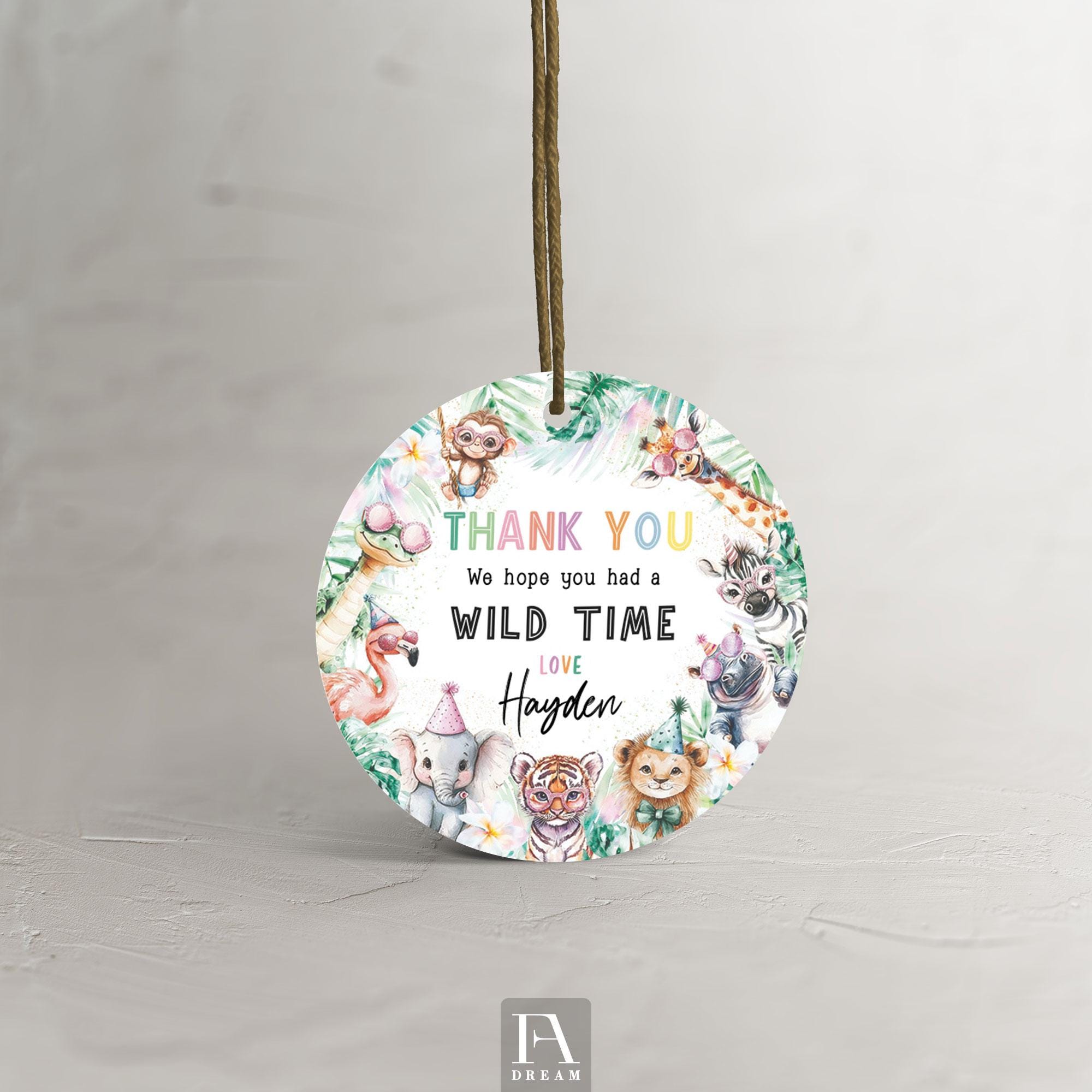 Editable Wild Animals Safari Jungle Favor Tag, Round Square Gift Tag ...