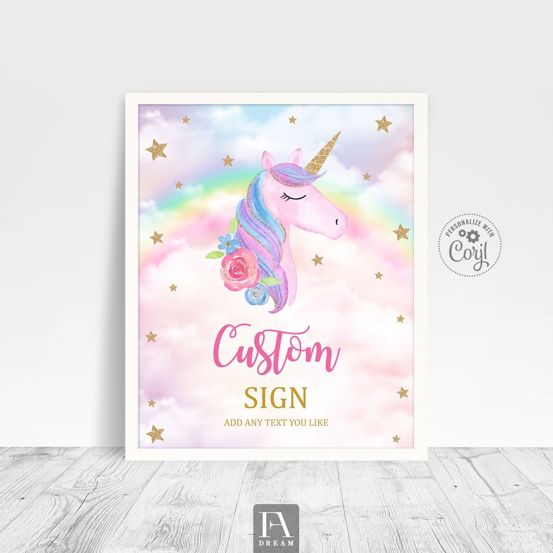 Editable Unicorn Birthday Sign, Unicorn Party Decorations Magical Party ...