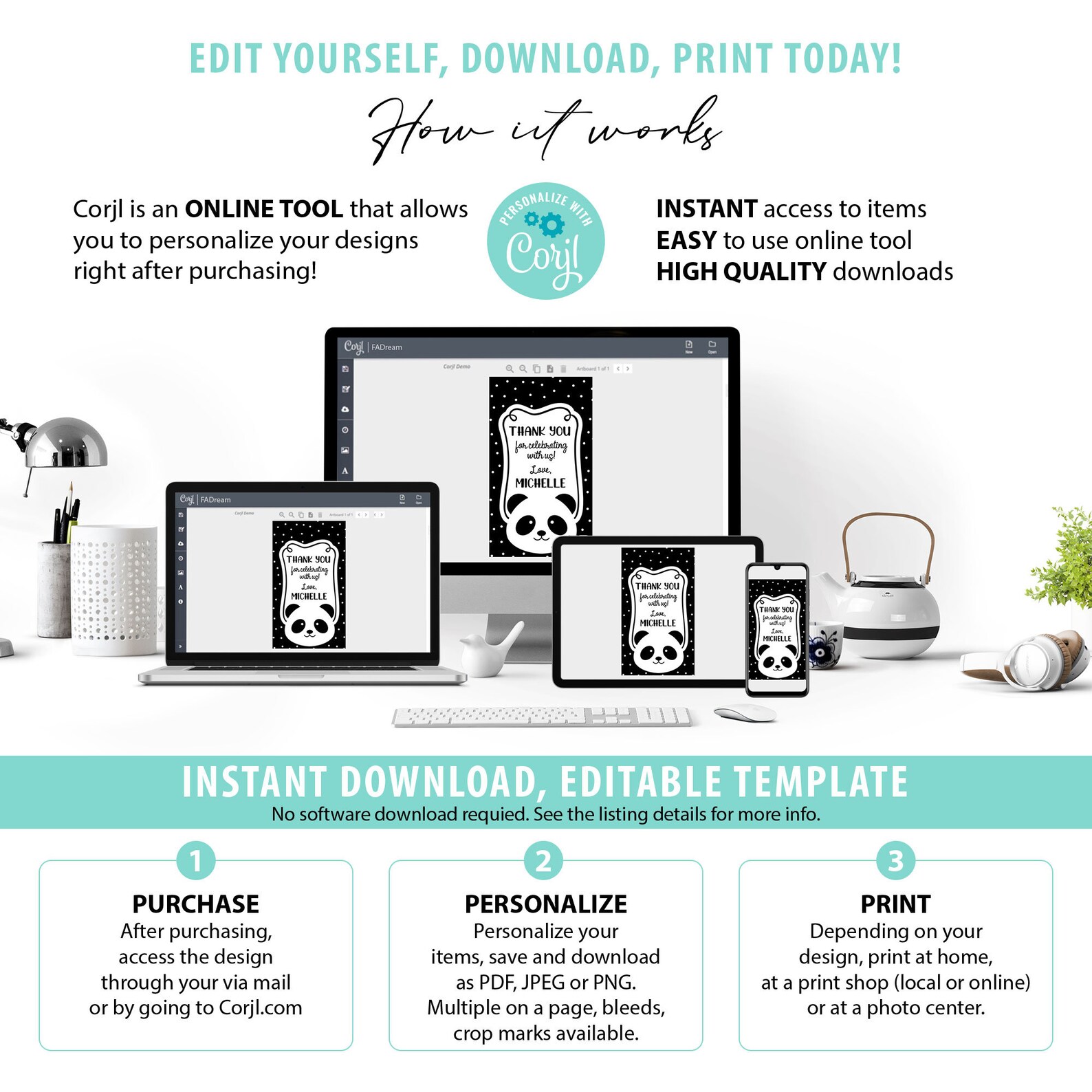 Panda Favor Tags, 1st Birthday Party Tags, Gift Tags, Panda Tags, Tag ...