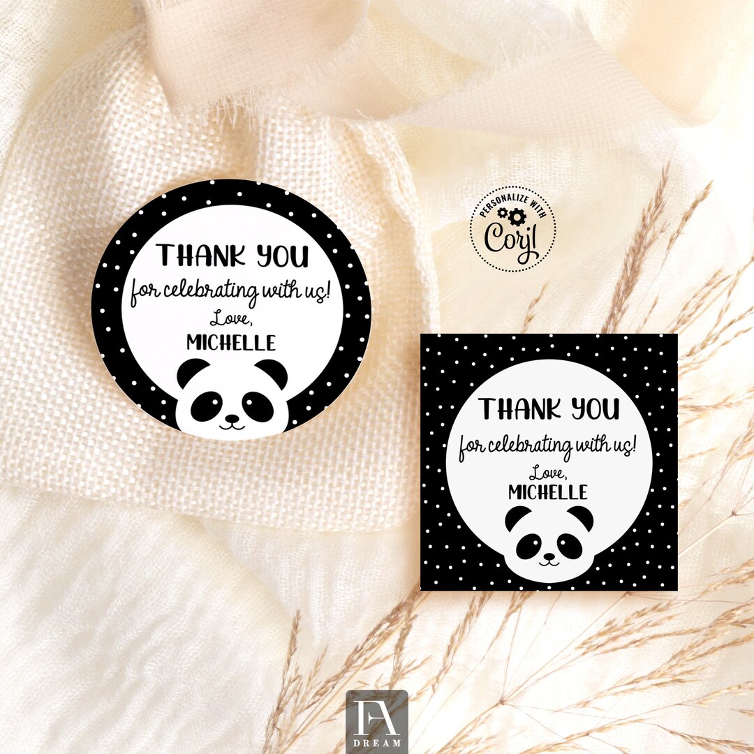 Panda Favor Tag Template, Panda Birthday Party Thank You Gift Tag Wild ...