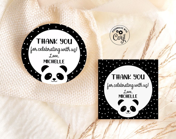 Birthday Party Stickers Panda Birthday Party Favor Labels Birthday ...