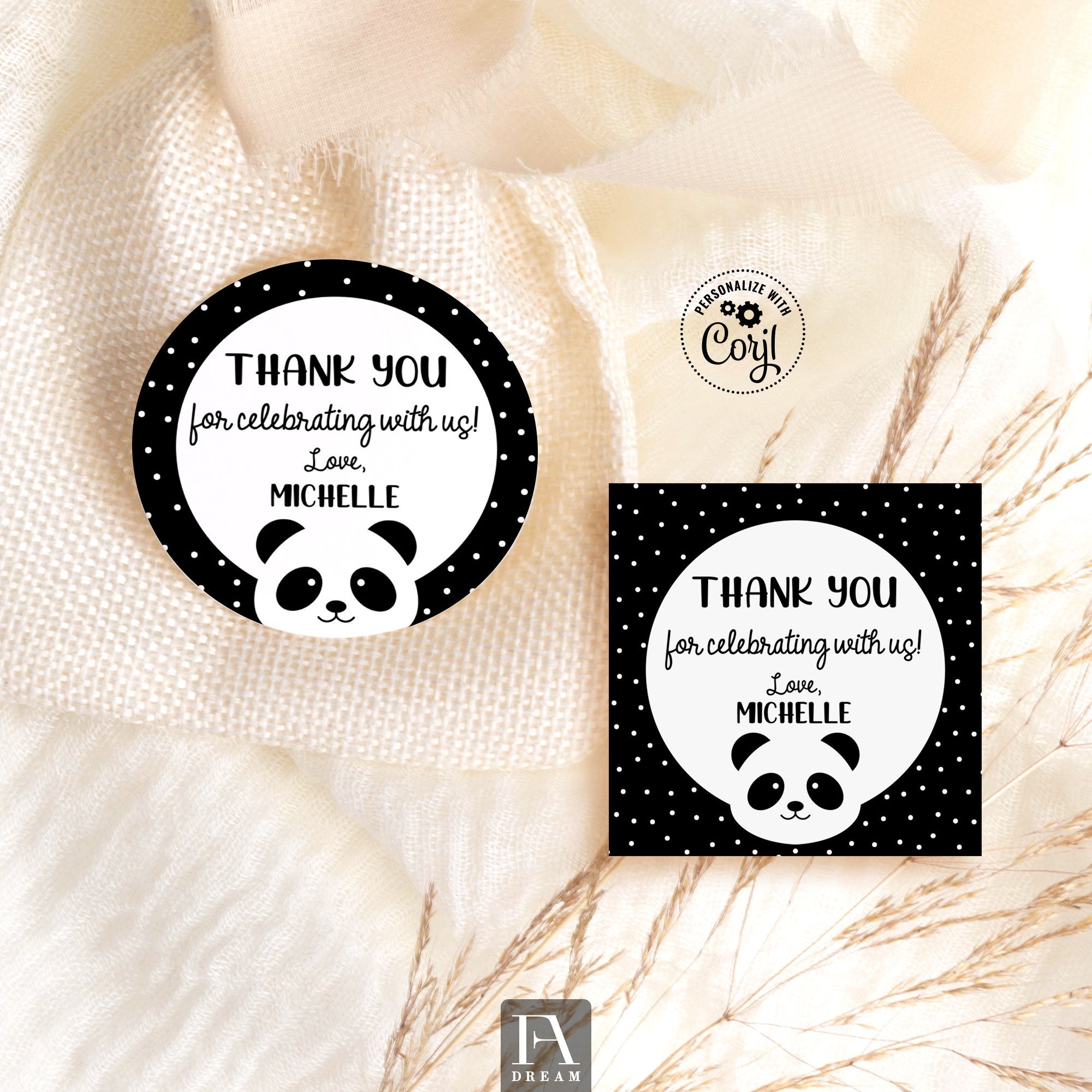 Panda Favor Tag Template Panda Birthday Party Thank You Gift - Etsy