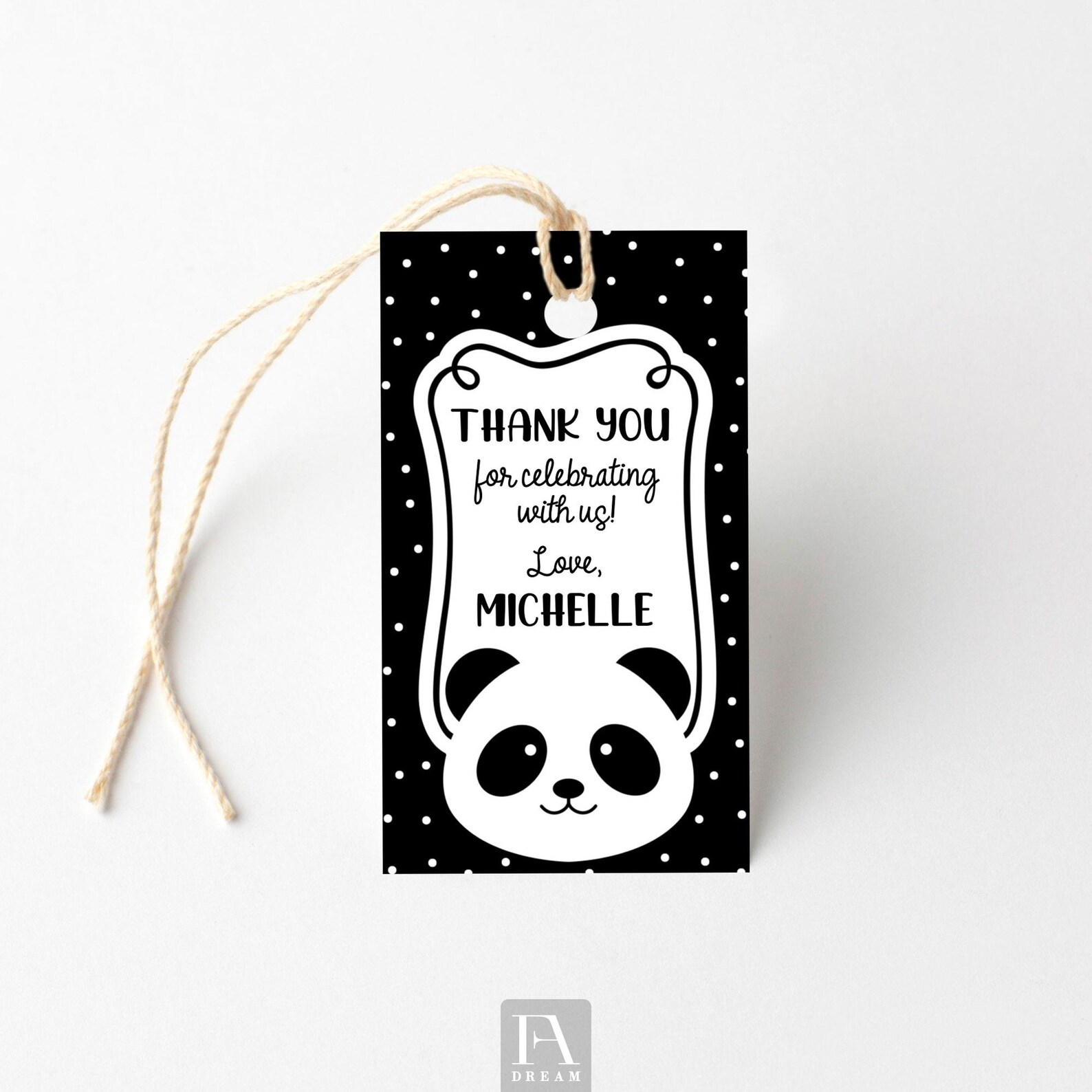 Panda Thank You Favor Tags, Printable Birthday Party Labels (DIY ...