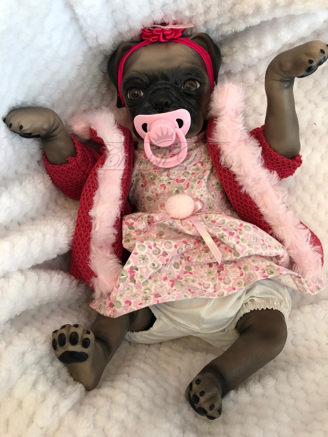 Reborn baby doll girl Princess pug dog puppy doll real | Etsy