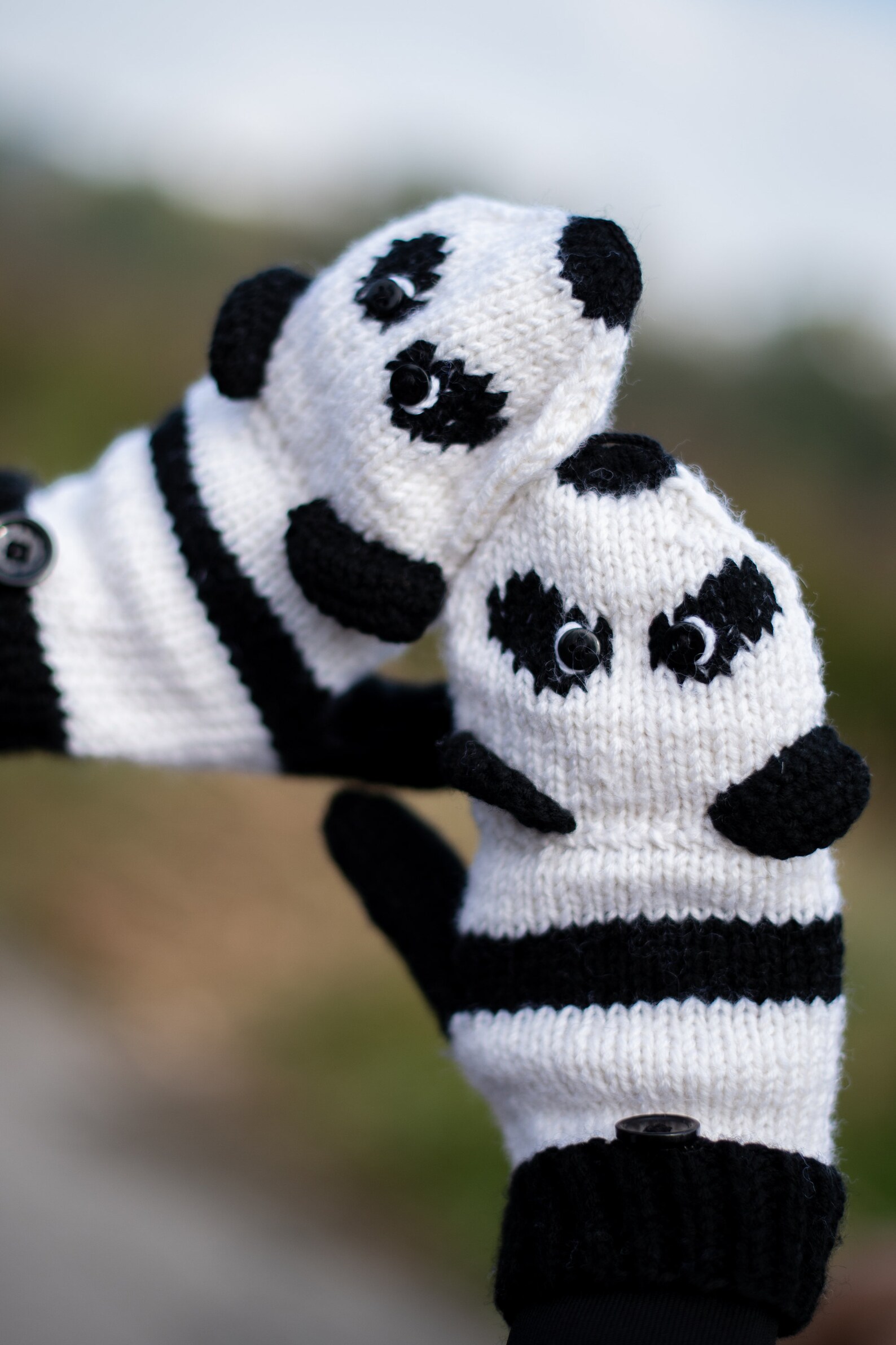 Convertible Panda Mittens. Animal Hand Knitted Mittens. - Etsy India