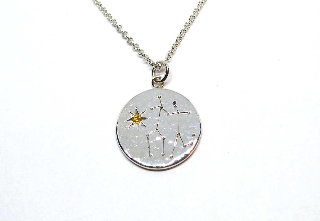 Gemini Zodiac Constellation Pendant and Healing Citrine Gemstone in ...