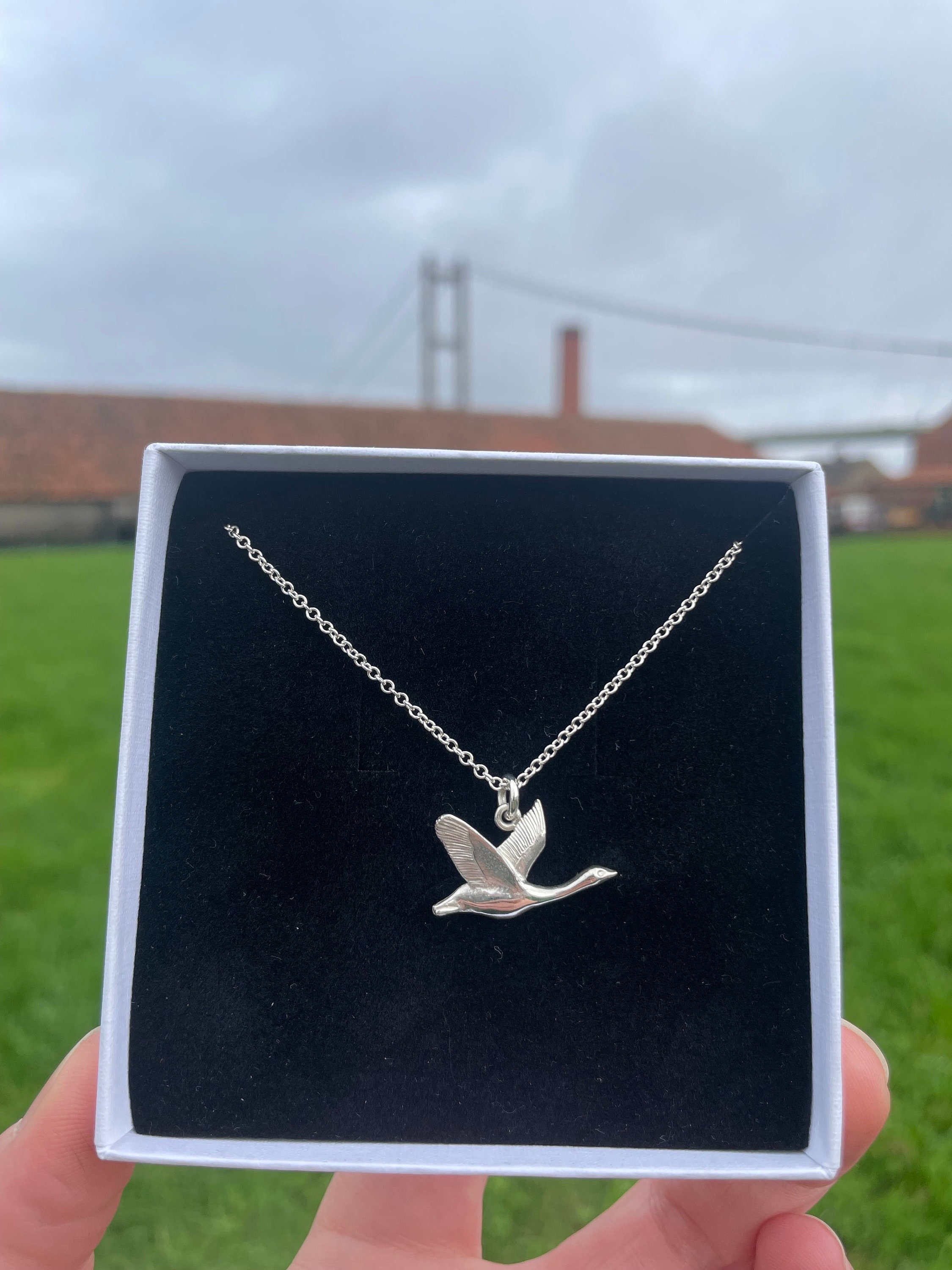 Sterling Silver Canada Goose Pendant Necklace Gift, Christmas, Swan ...