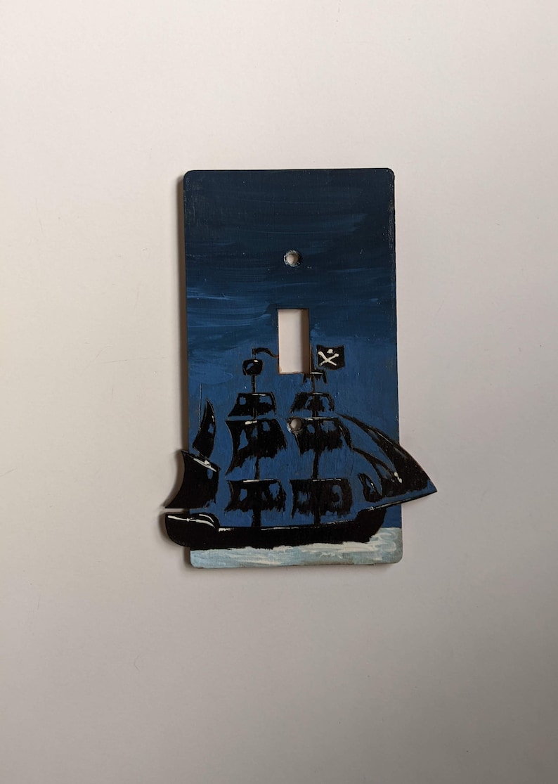 Pirate Ship Single Switch Plate Cover Wooden Hand Painted - Etsy