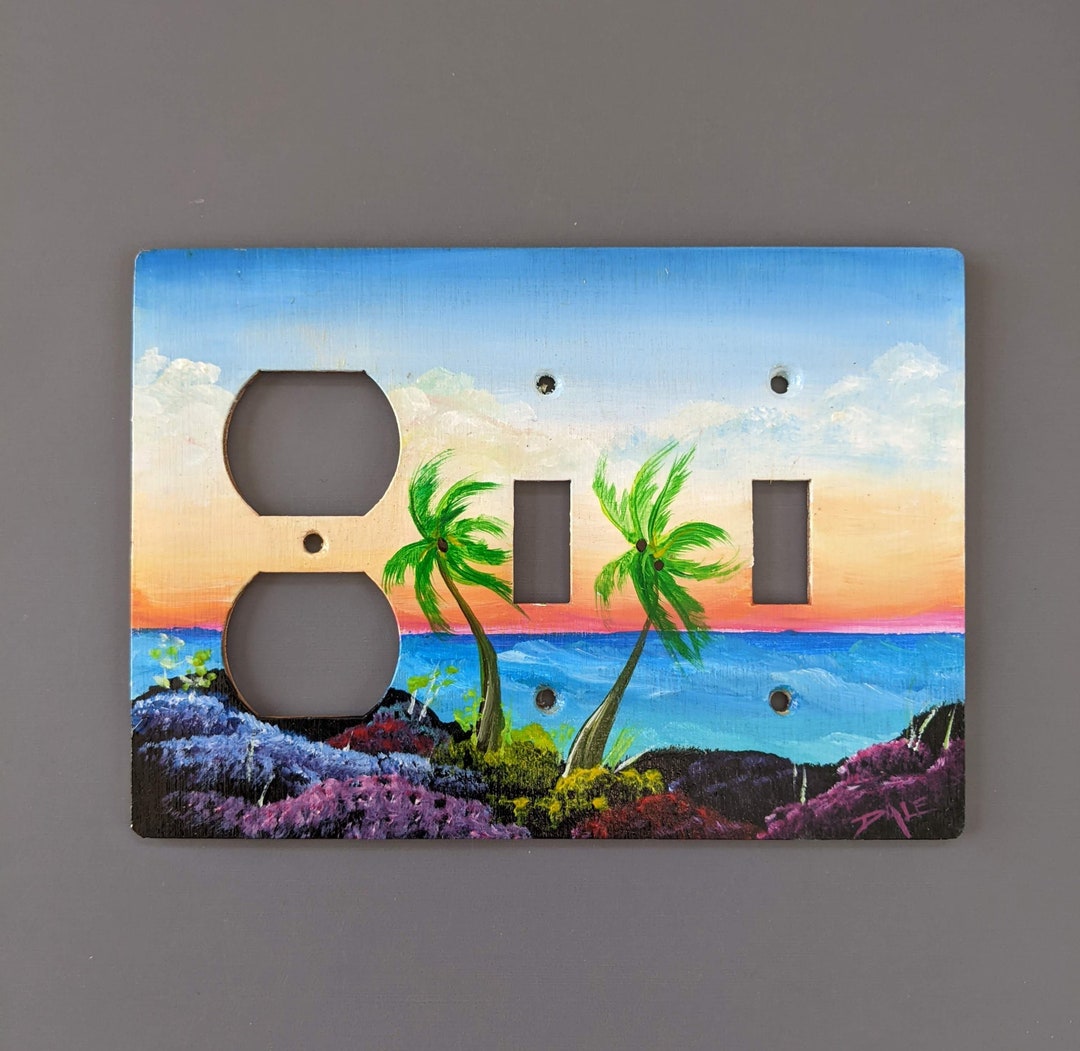 Palm Tree Combination One Outlet Let Two Switches Right Wooden Hand ...