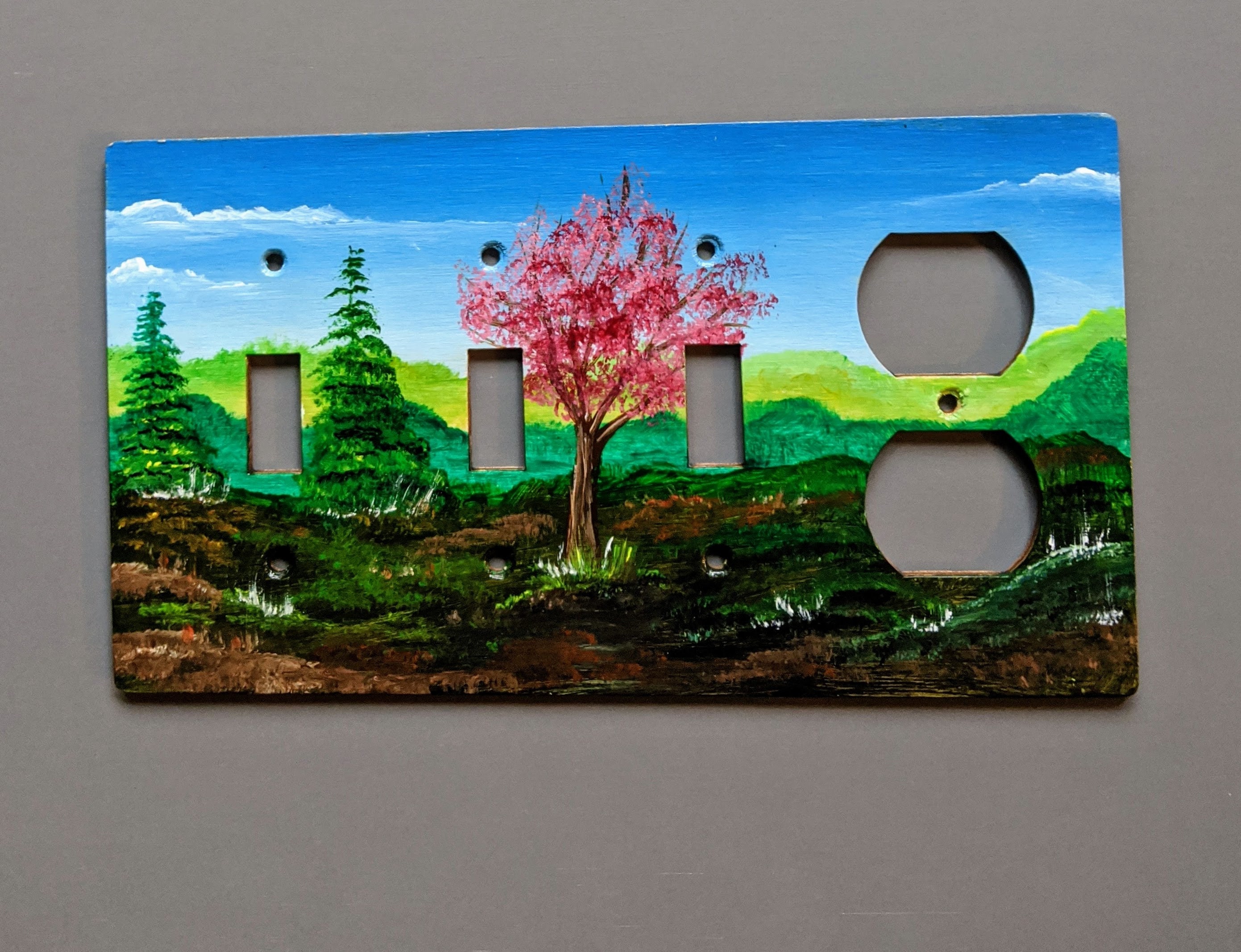 Hand Painted Switch Plate Landscape Three Switches Left One - Etsy