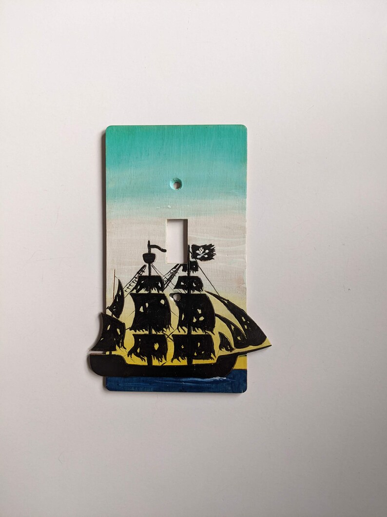Pirate Ship Single Switch Plate Cover Wooden Hand Painted - Etsy