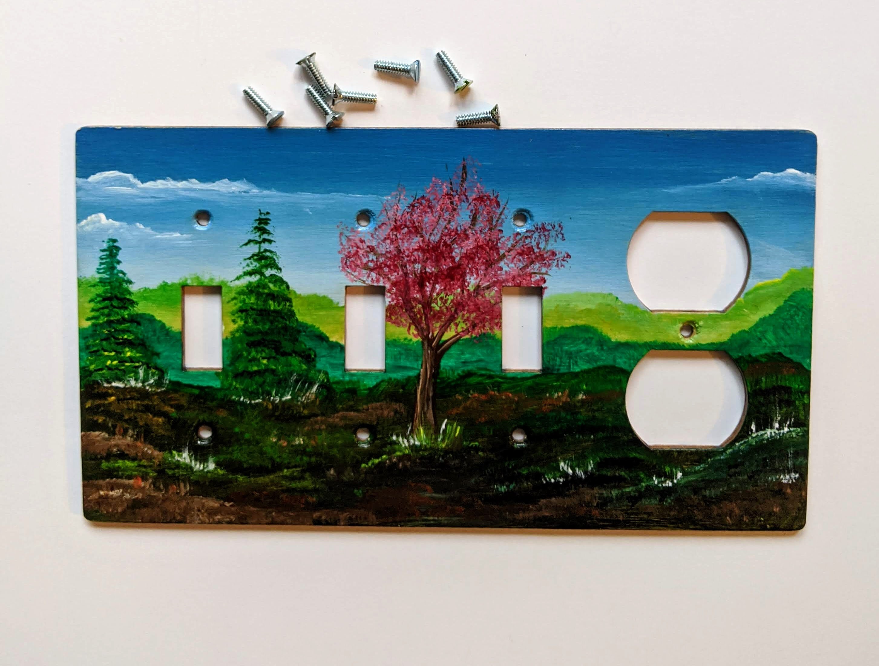 Hand Painted Switch Plate Landscape Three Switches Left One - Etsy