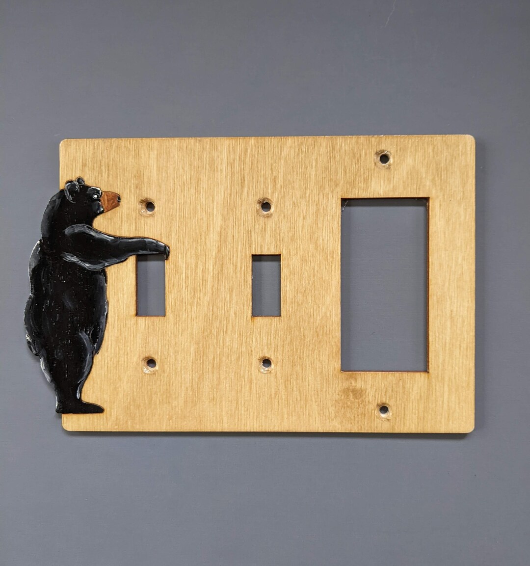 Black Bear Combination Two Switches Left One Rocker/gfi Right - Etsy