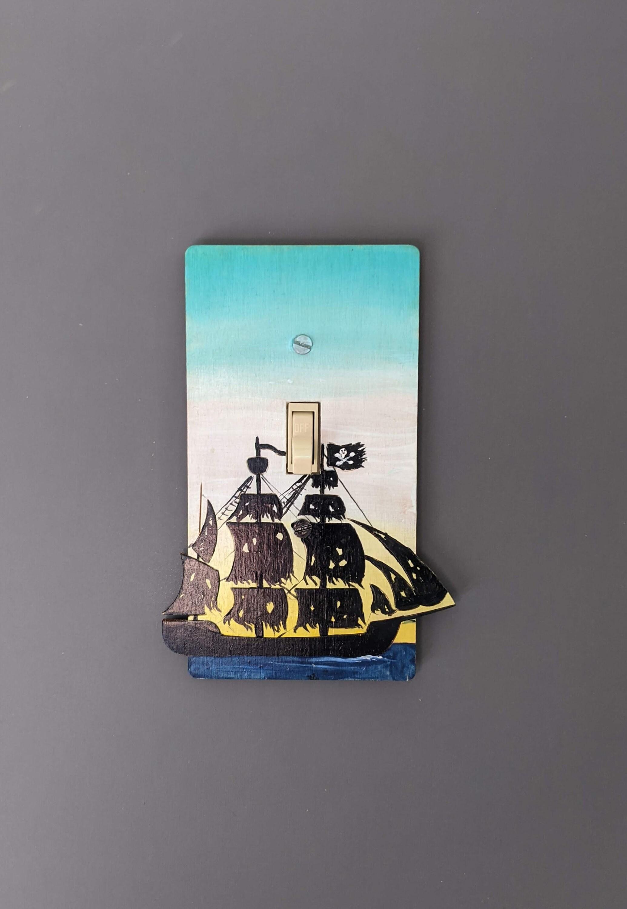 Pirate Ship Single Switch Plate Cover Wooden Hand Painted - Etsy