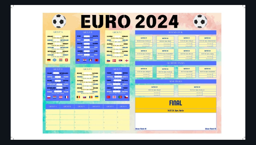 Euro 2024 A3 Wallchart - Etsy