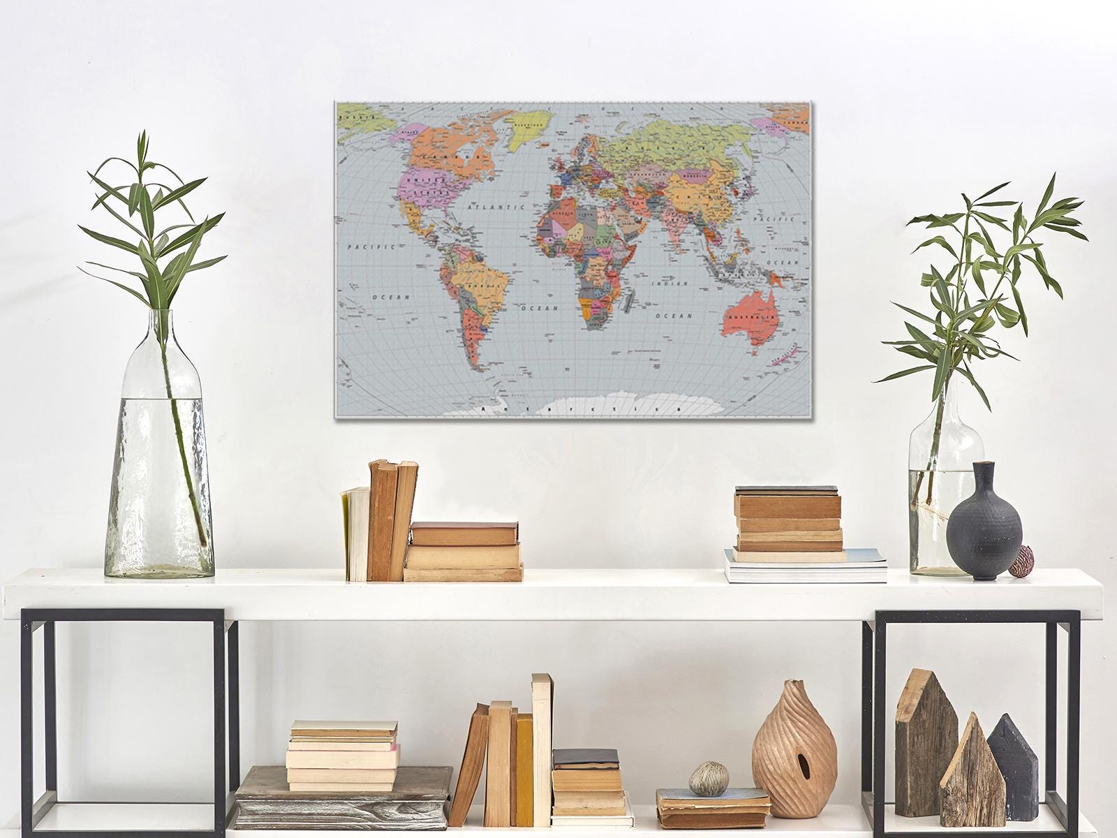 World Map High-resolution Detailed Wall Art, Wall Hangings, Home Decor ...