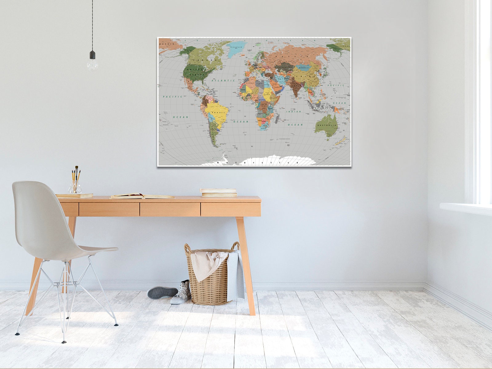 World Map High Resolution Detailed Wall Art , Wall Hangins ,home Decor ...